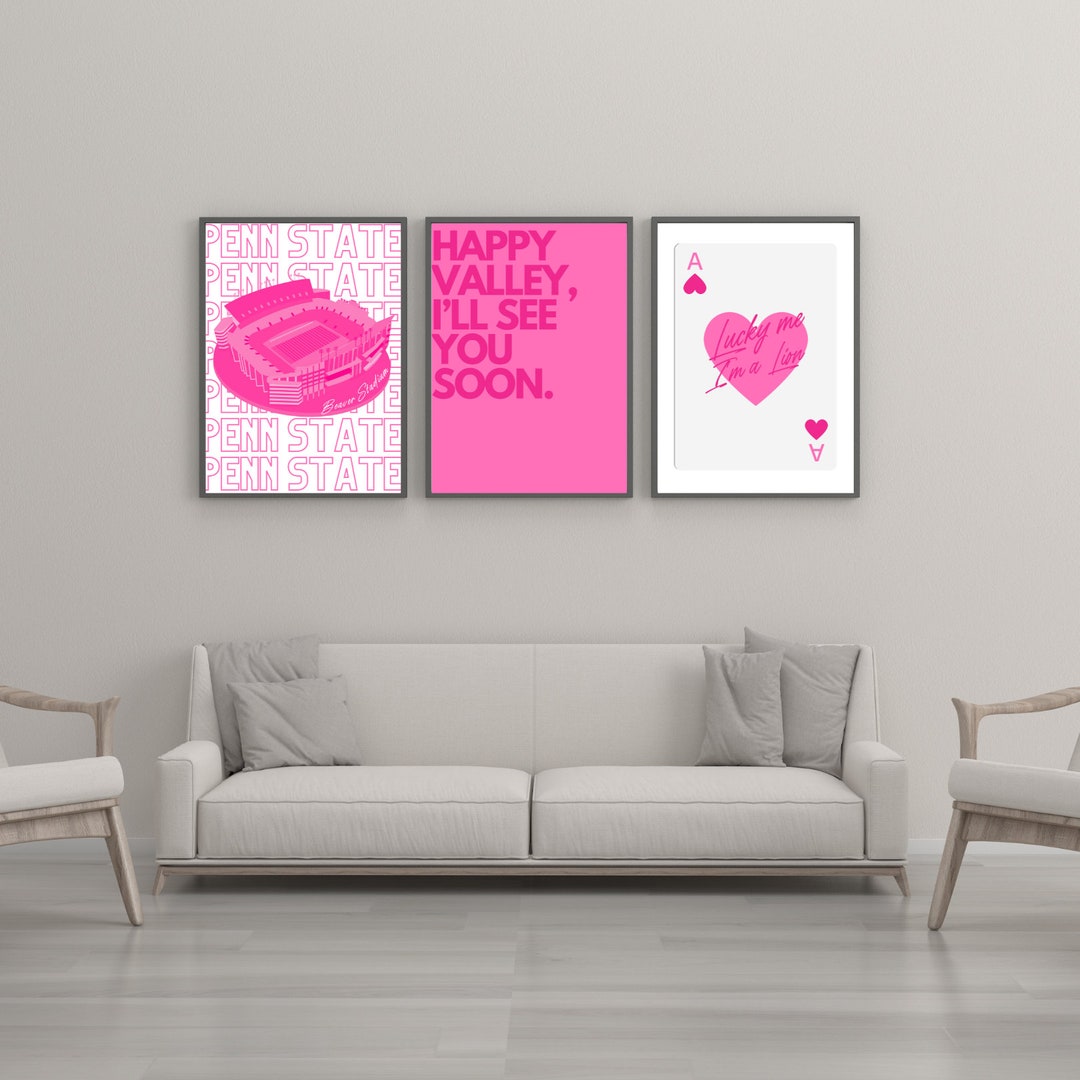 Penn State Iconic Prints Pink Edition - Nittany Lion - Set of 3 - Bar ...
