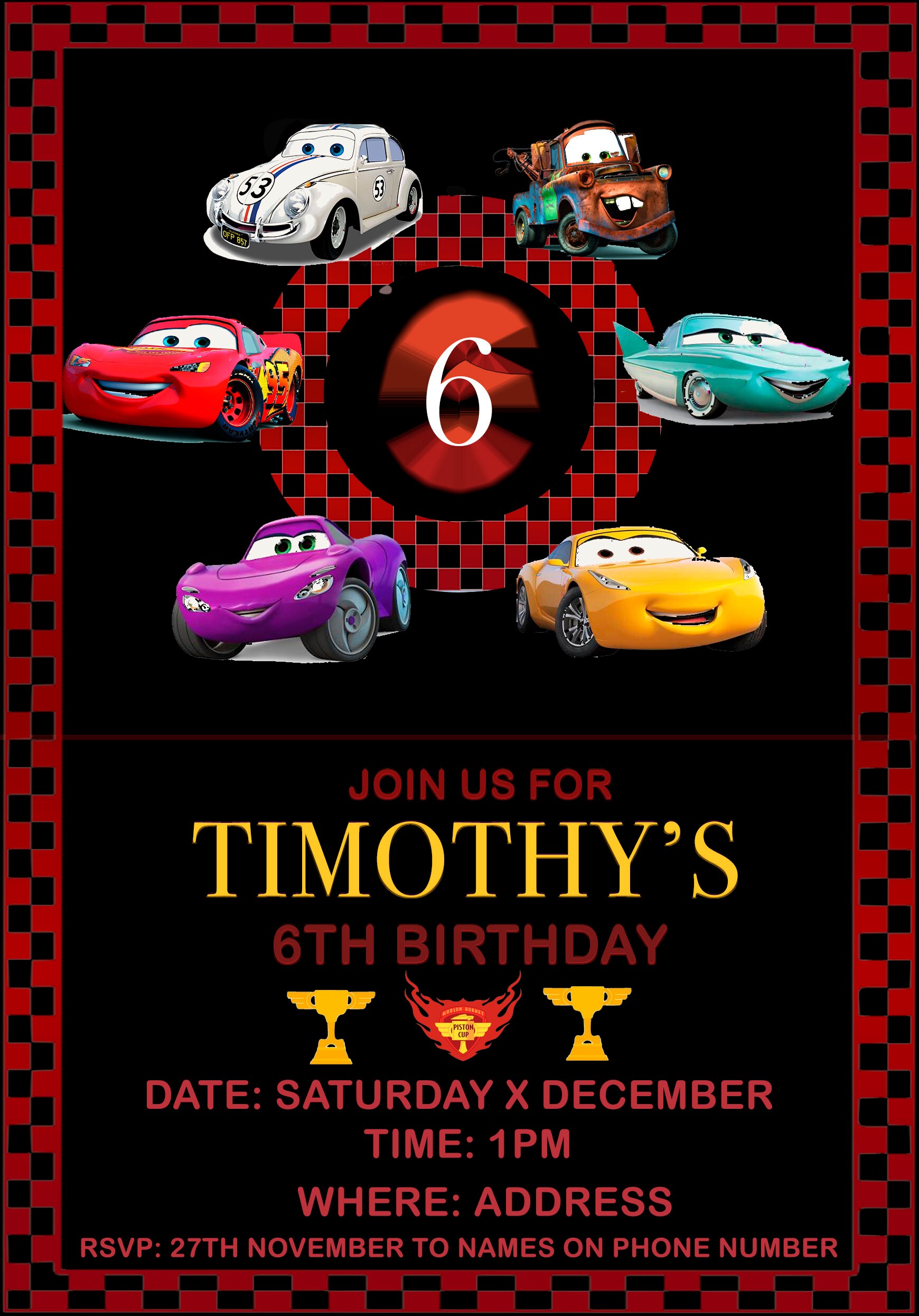 Cars Pixar Invite (digital File) - Etsy