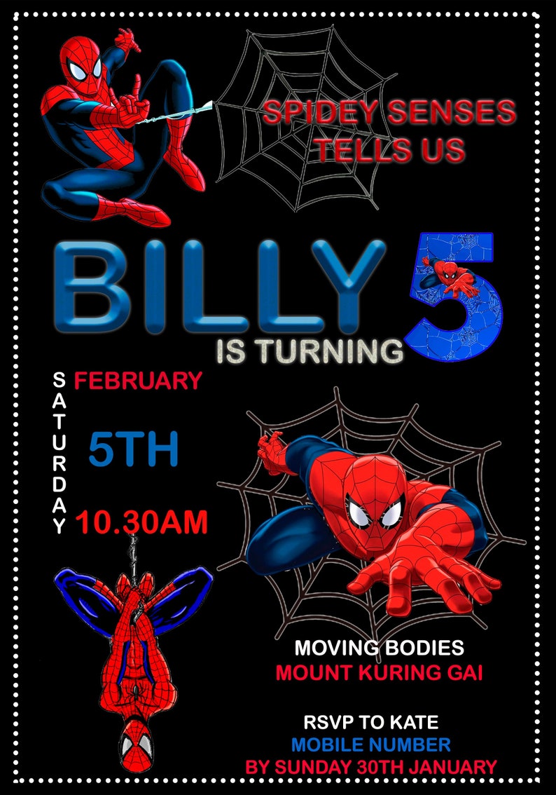 Spider Man Invite digital File - Etsy