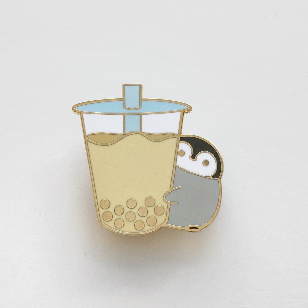 Boba Penguin Pin 35mm X 35mm Hard Enamel Gold Finish - Etsy