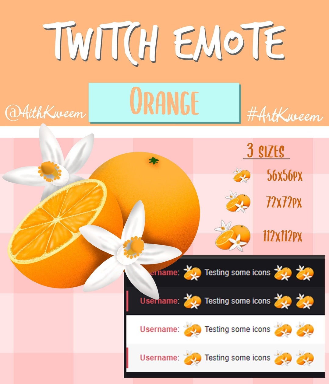 Cute Orange Emote Twitch Discord and Other Platforms - Etsy