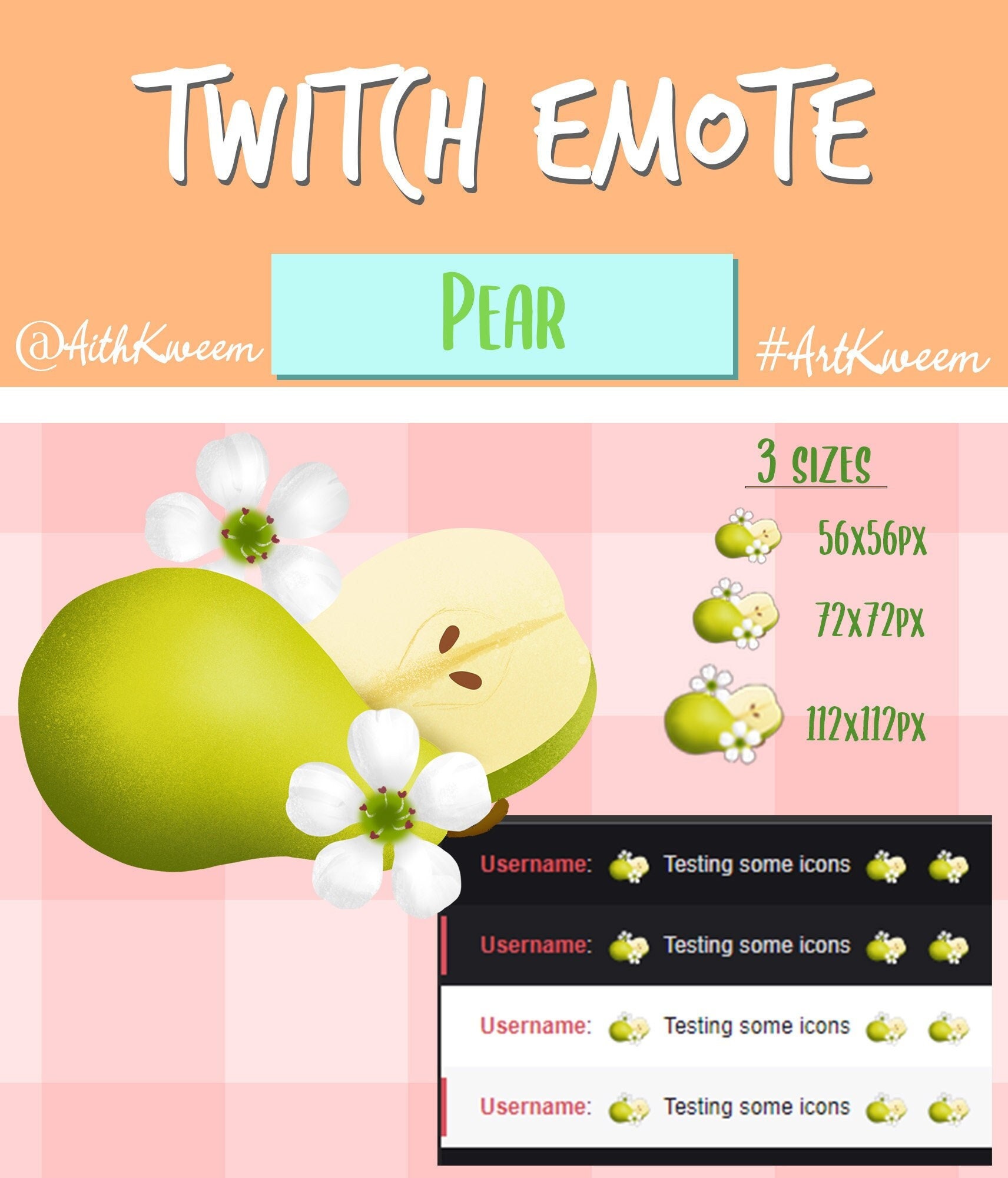 Cute Pear Emote Twitch Discord and Other Platforms - Etsy