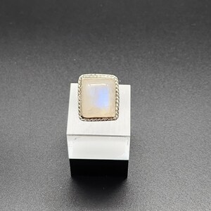 Large Rainbow Moonstone and Sterling Silver Ring, Native American ...