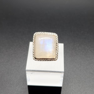 Large Rainbow Moonstone and Sterling Silver Ring, Native American ...