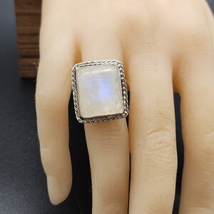 Large Rainbow Moonstone and Sterling Silver Ring, Native American ...