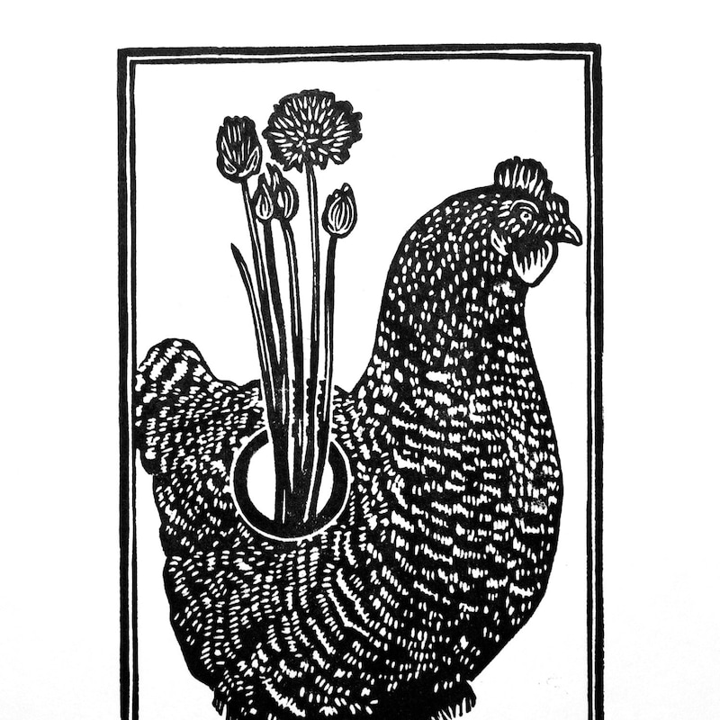 Chicken Linocut - Etsy