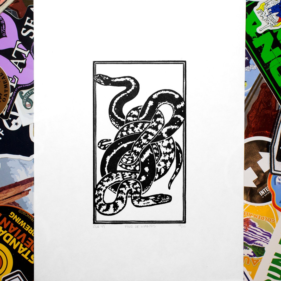 Original Snake Linocut. Handmade, Limited Edition Linoleum Block Print ...