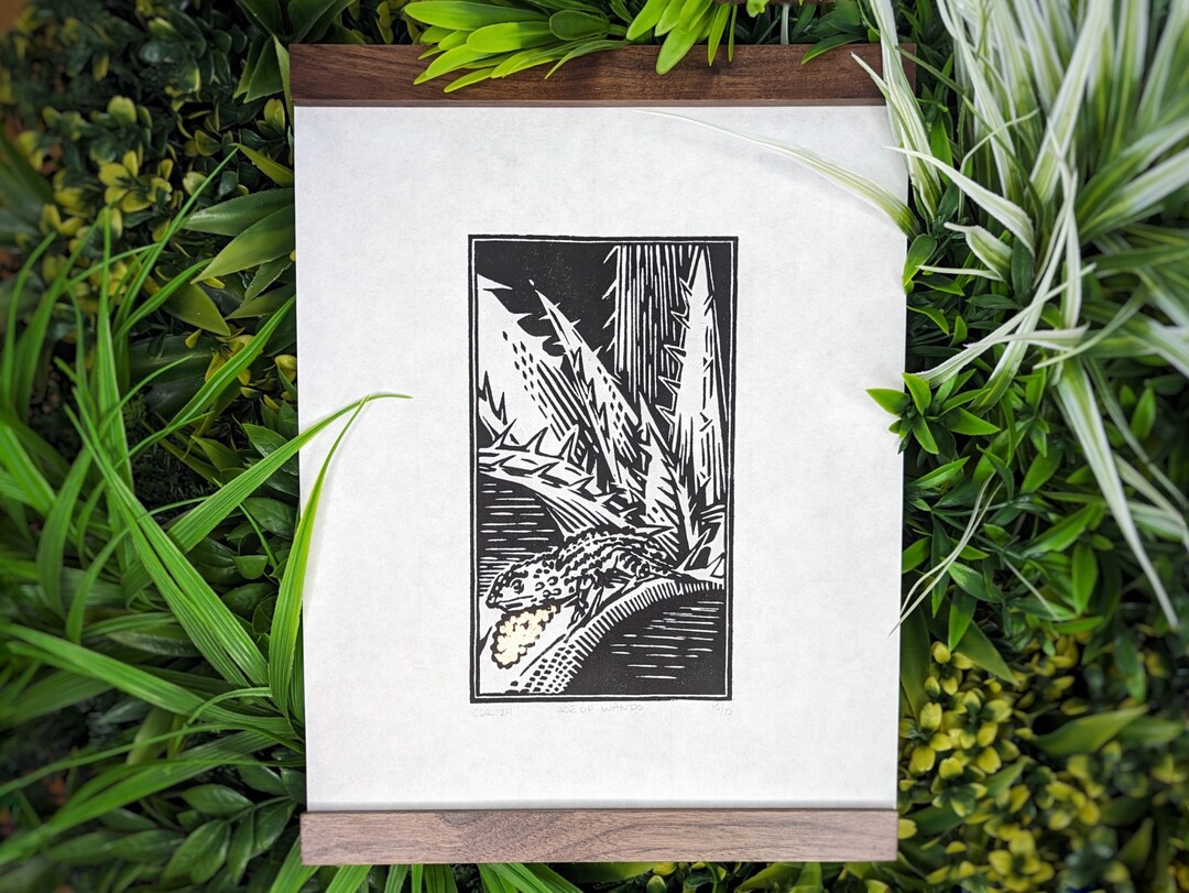 Original Lizard Linocut, Linoleum Block Print. Handmade, Limited ...