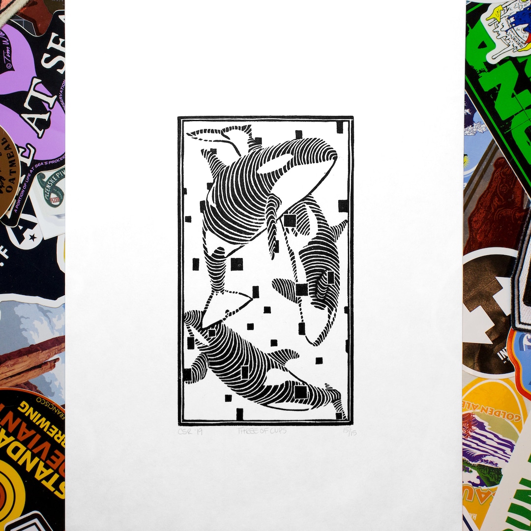 Original Orca Linocut, Linoleum Block Print. Handmade, Limited Edition ...