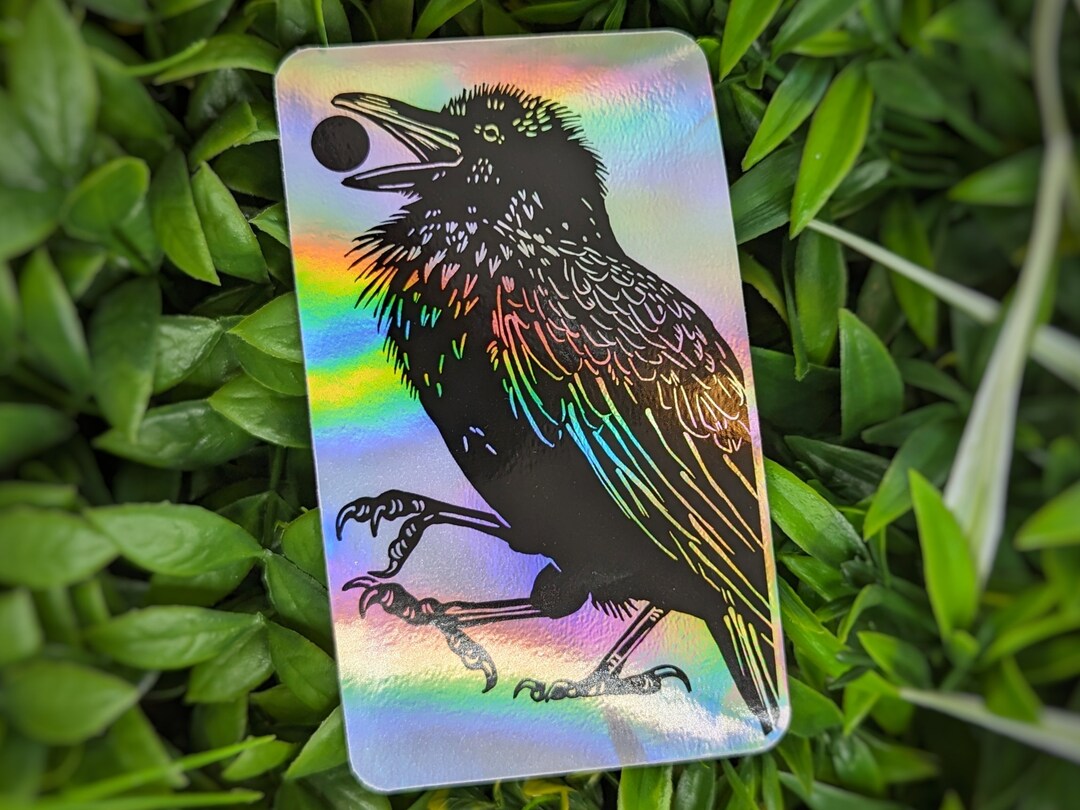 HOLO Raven Stickers. Holographic Rainbow Crow. Waterproof Matte Vinyl ...
