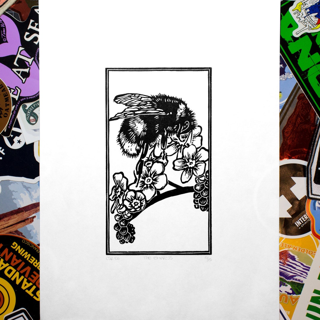 Original Bee Linocut. Handmade, Limited Edition Linoleum Block Print ...