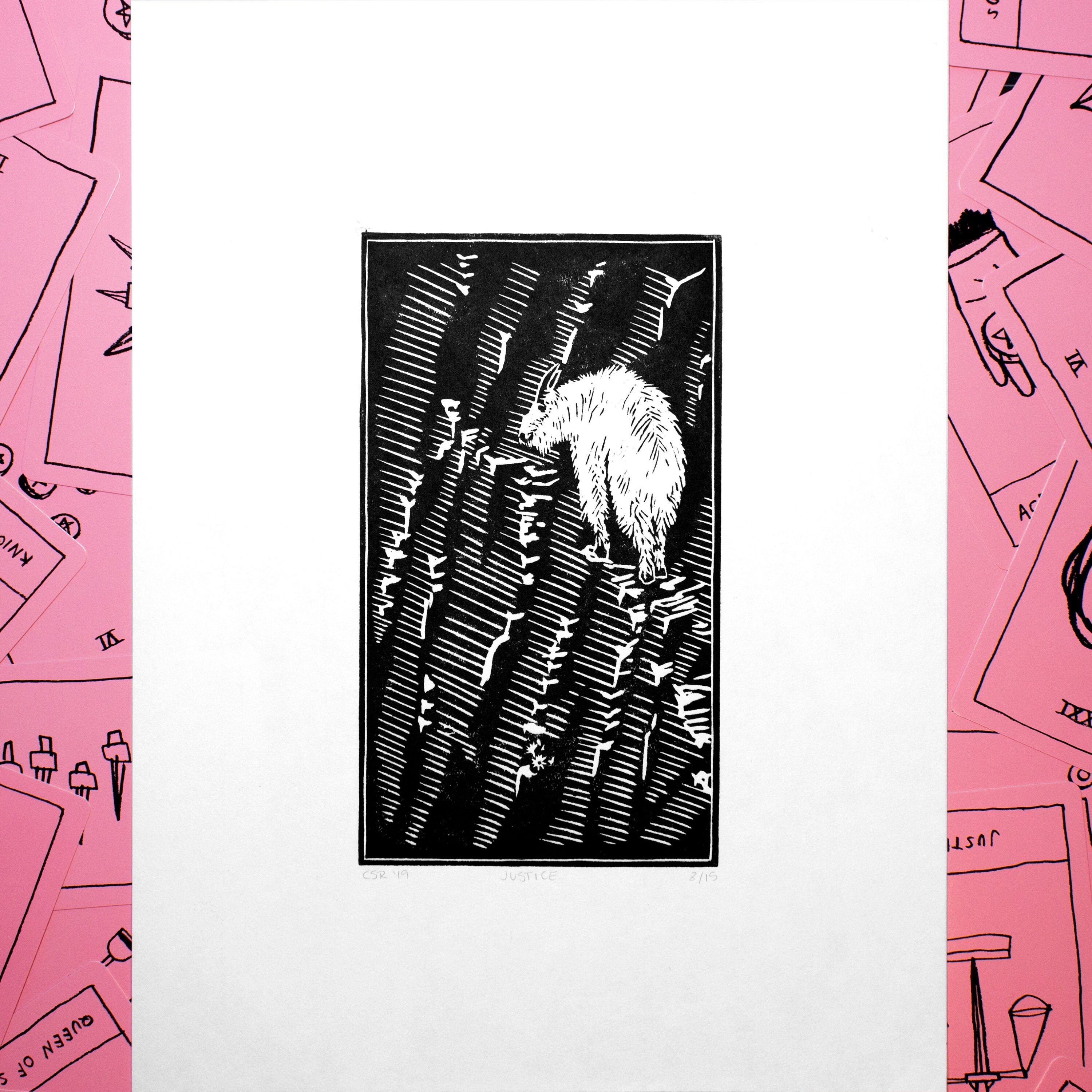 Original Mountain Goat Linocut. Handmade, Limited Edition Linoleum ...