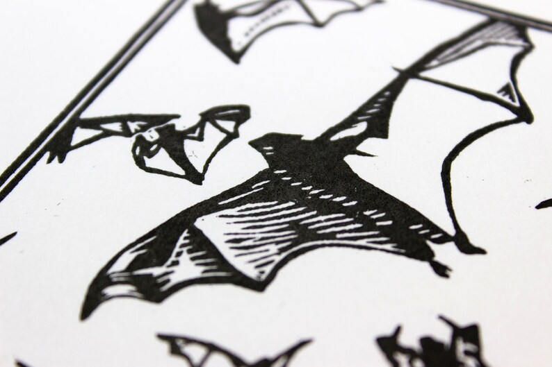 Original Bat Linocut. Handmade, Limited Edition Linoleum Block Print ...