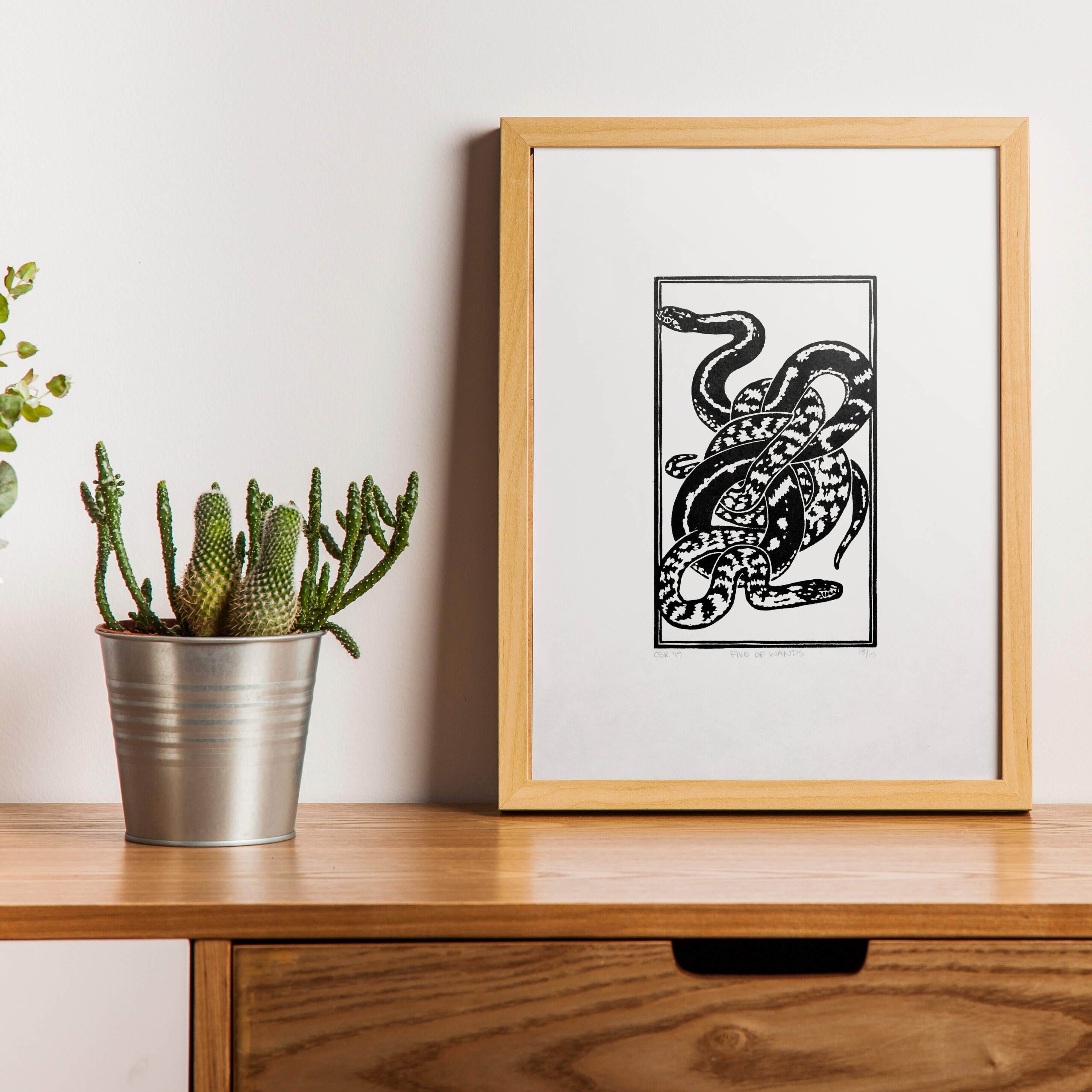 Original Snake Linocut. Handmade, Limited Edition Linoleum Block Print ...