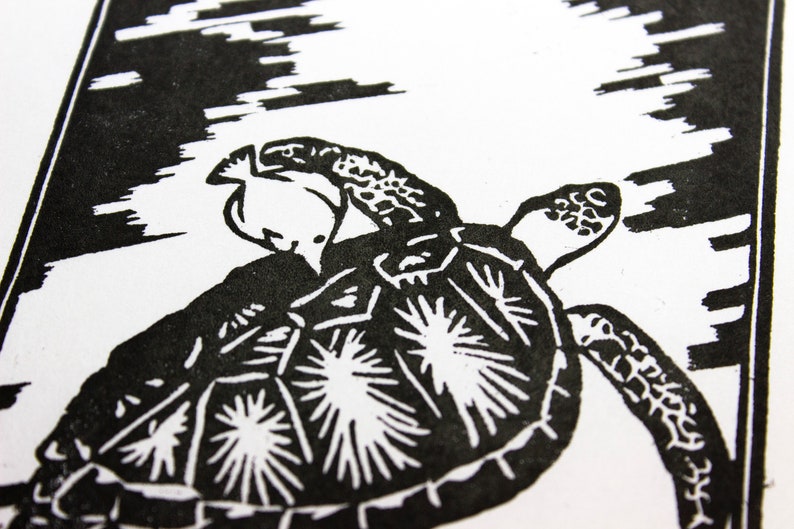 Original Turtle Linocut. Handmade, Limited Edition Linoleum Block Print ...