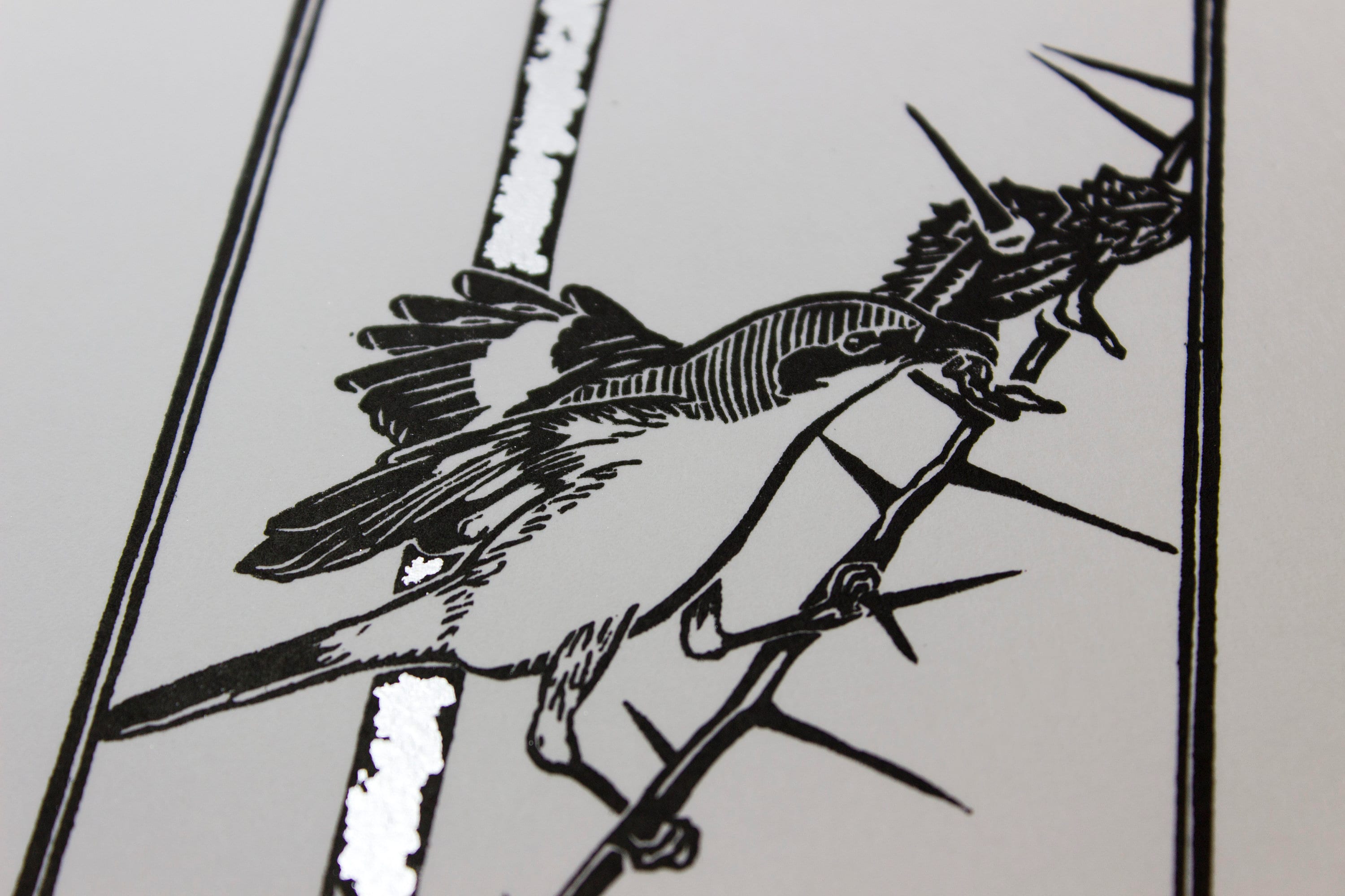 Original Shrike Linocut. Handmade, Limited Edition Linoleum Block Print ...