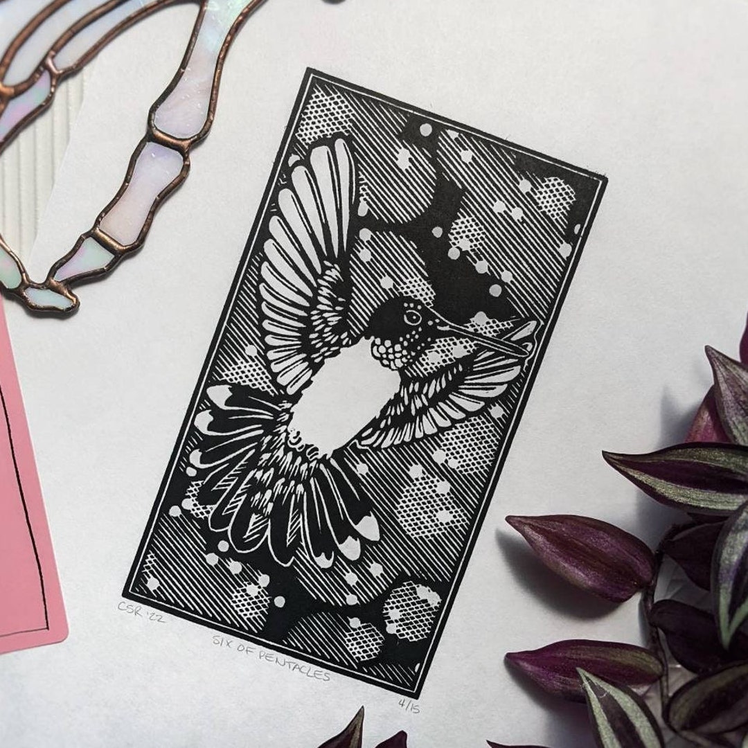 Original Hummingbird Linocut Linoleum Block Print. Handmade, Limited ...