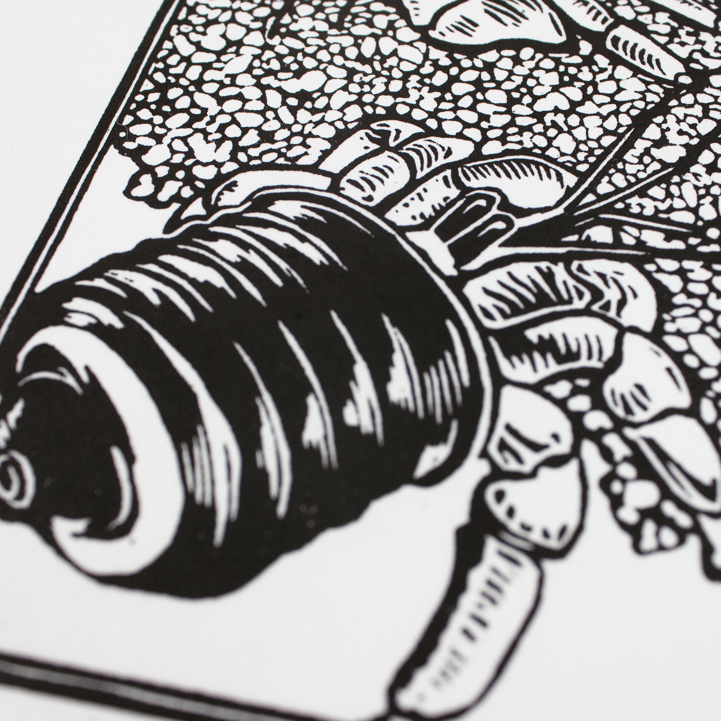 Seven of Cups Linoleum Block Print. Seaside Hermit Crab - Etsy UK