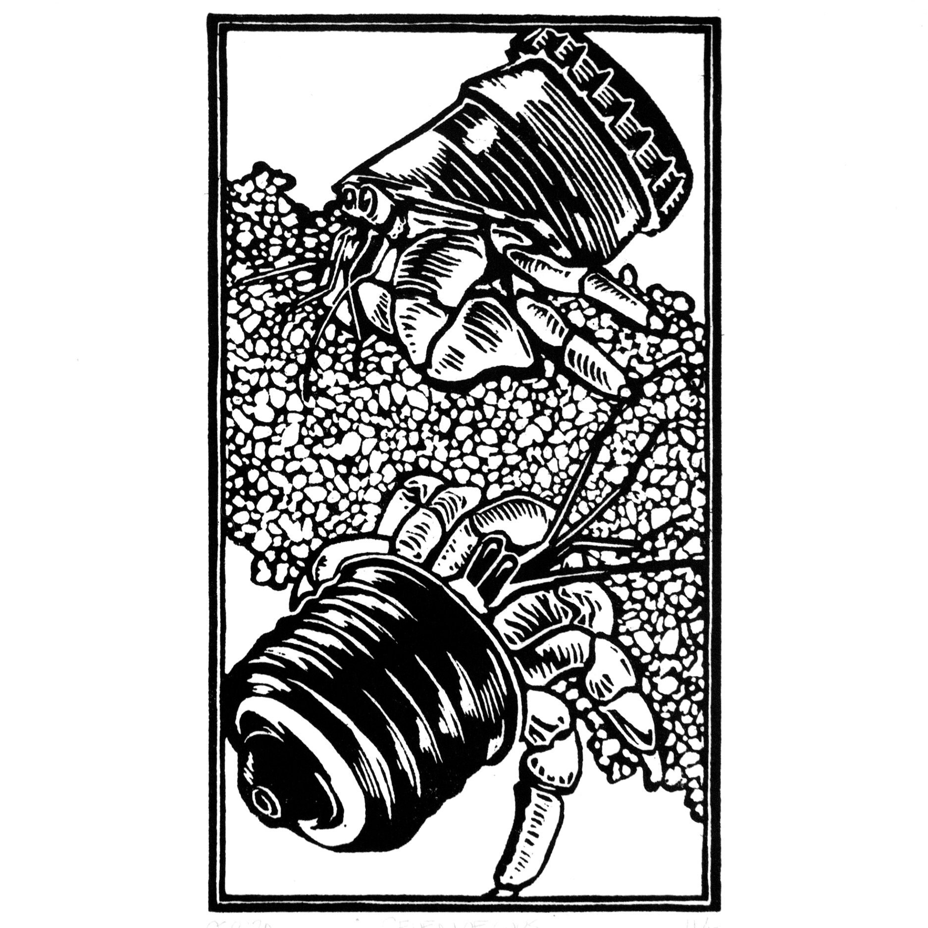 Seven of Cups Linoleum Block Print. Seaside Hermit Crab - Etsy UK