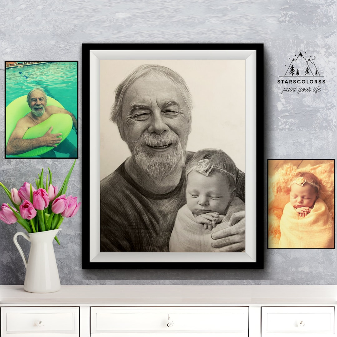 Portrait From Photo, Custom Portrait, Fathers Day Gift From Daughter ...