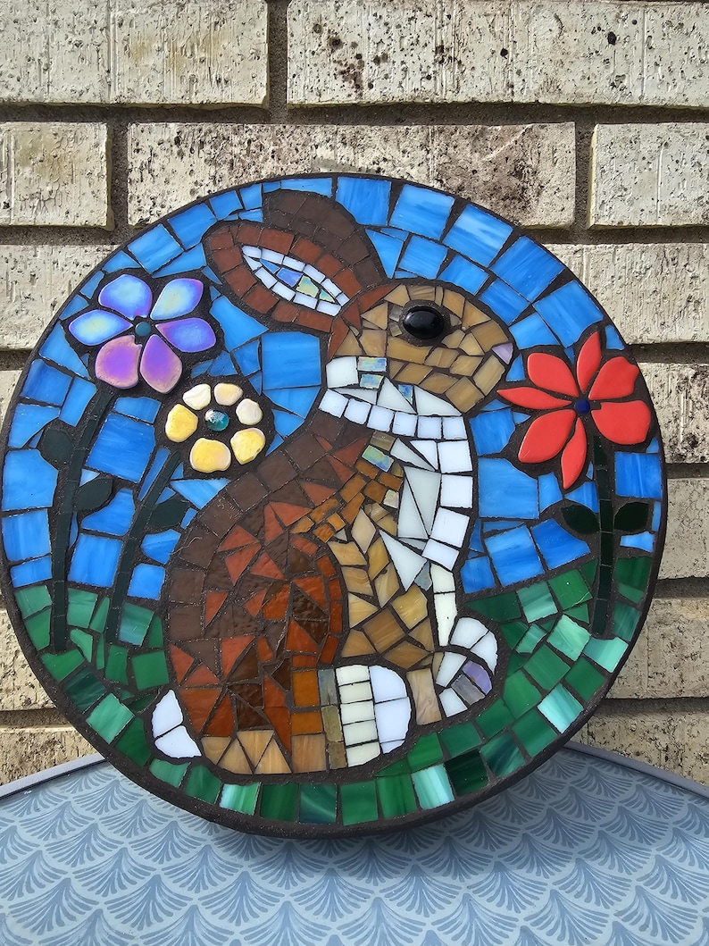 Bunny Rabbit Mosaic Garden Stone - Etsy