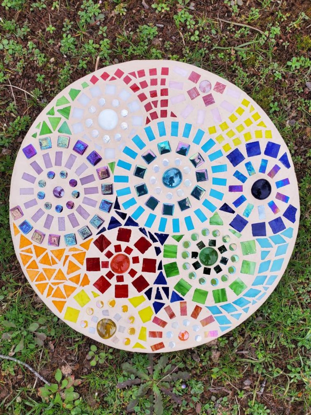 Rainbow of Colors Mosaic Garden Stone - Etsy