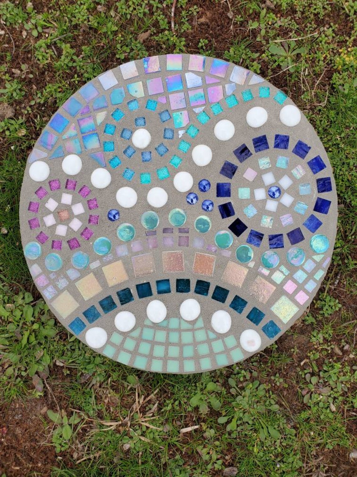 Round Psychedelic Mosaic Garden Stepping Stone - Etsy