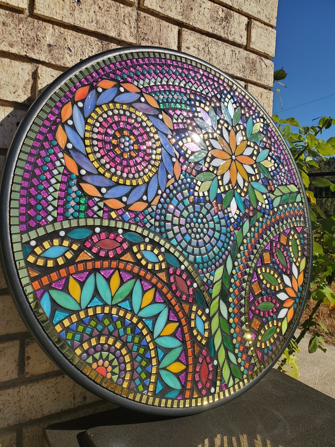 24" or 32" Customizable - Any Color - Mosaic Tile Hand Decorated Table ...