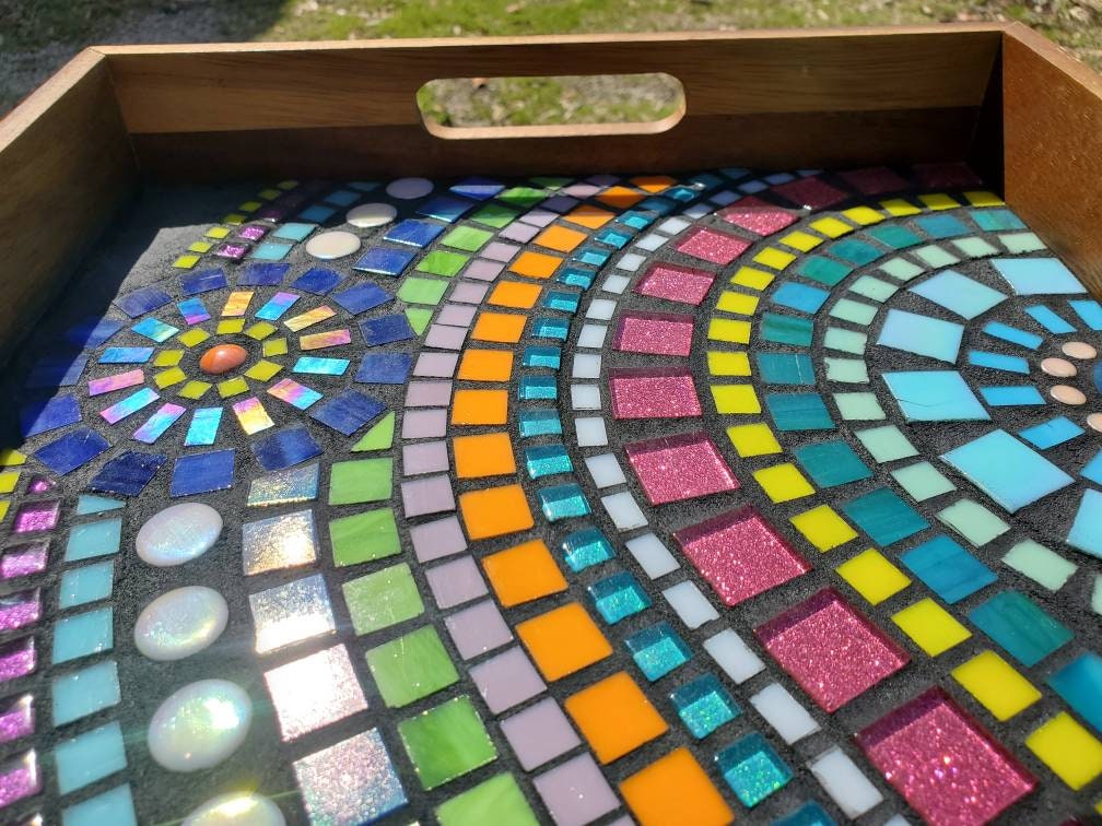 Colorful Mosaic Decorative Serving Tray - Etsy