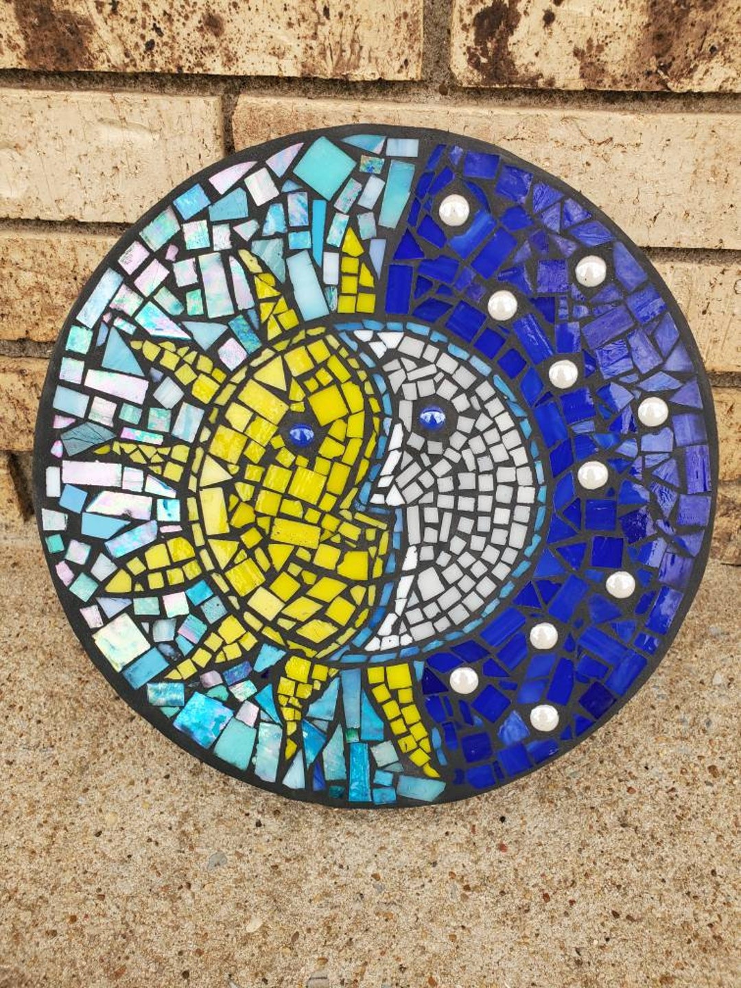 Sun and Moon Mosaic Garden Stepping Stone - Etsy