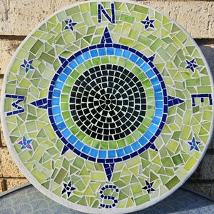 Customizable Compass Mosaic Garden Stone - Etsy