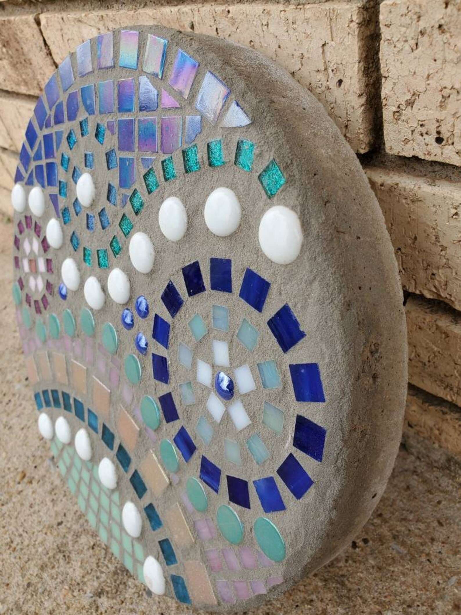 Round Psychedelic Mosaic Garden Stepping Stone - Etsy