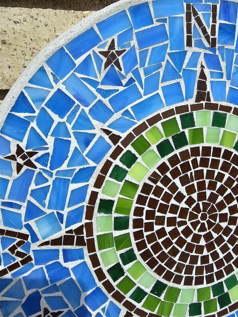 Customizable Compass Mosaic Garden Stone - Etsy