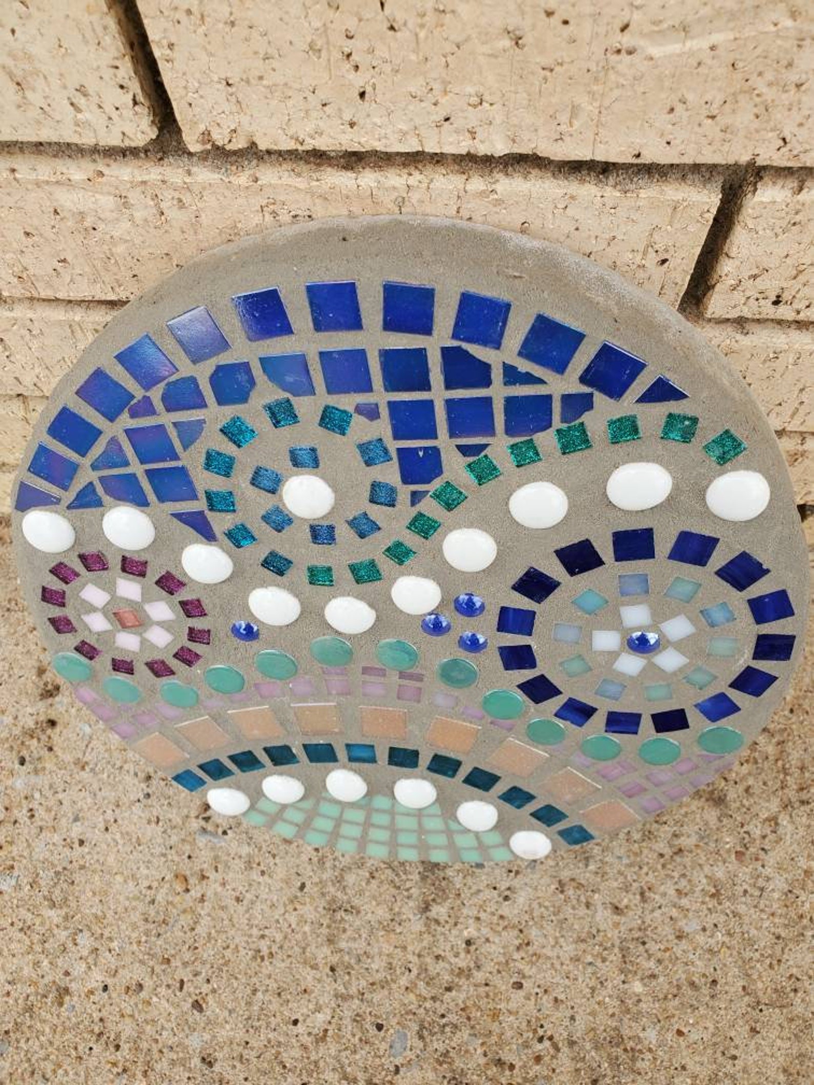 Round Psychedelic Mosaic Garden Stepping Stone - Etsy