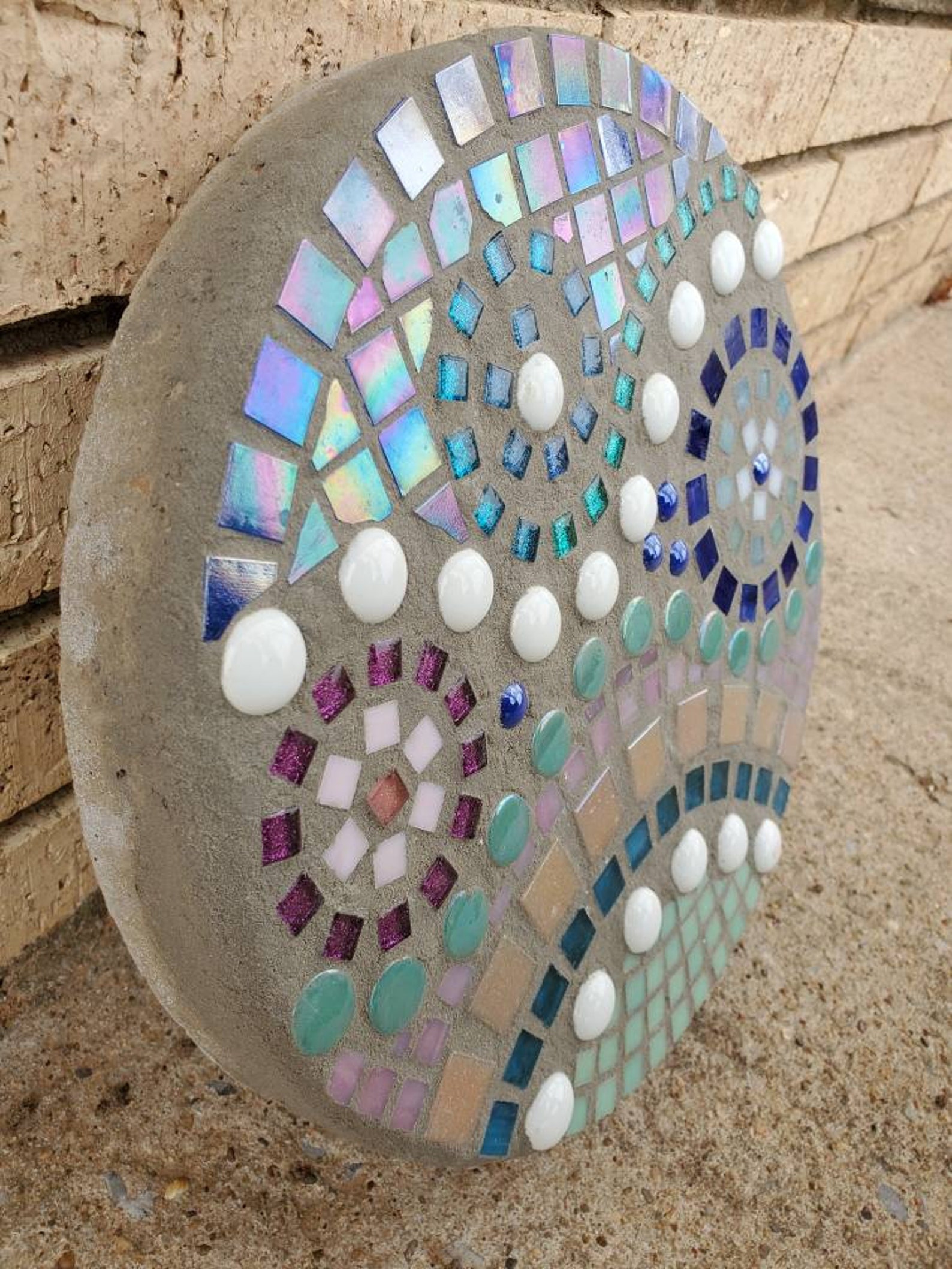 Round Psychedelic Mosaic Garden Stepping Stone - Etsy