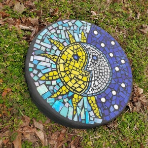 Sun and Moon Mosaic Garden Stone - Etsy