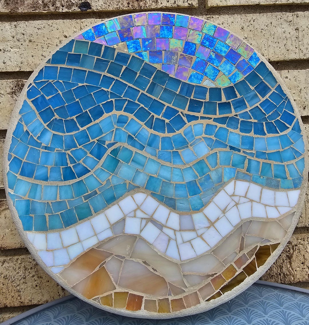 Ocean Waves Mosaic Garden Stone - Etsy
