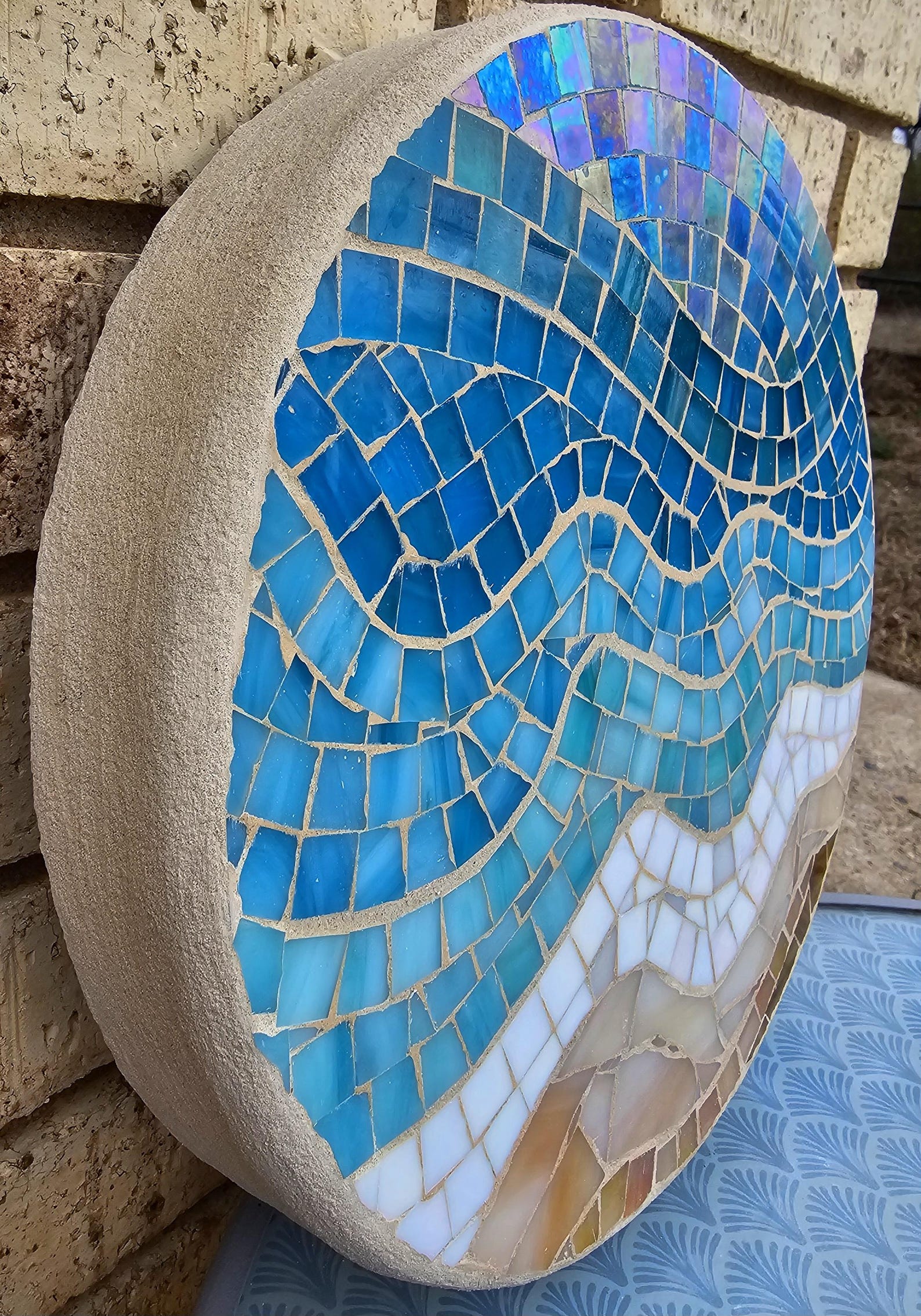 Ocean Waves Mosaic Garden Stone - Etsy