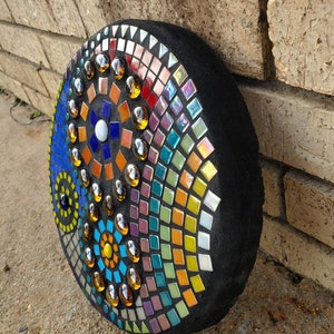 Round Colorful Mosaic Garden Stone - Etsy