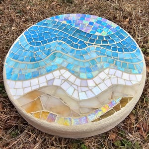 Ocean Waves Mosaic Garden Stone - Etsy