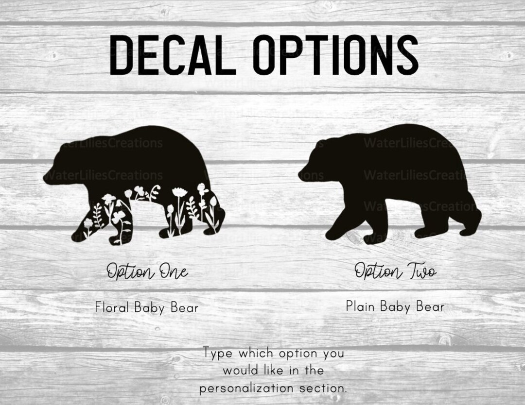 Bear Decal Baby Bear Decal Bear Vinyl Decal Bear Floral - Etsy