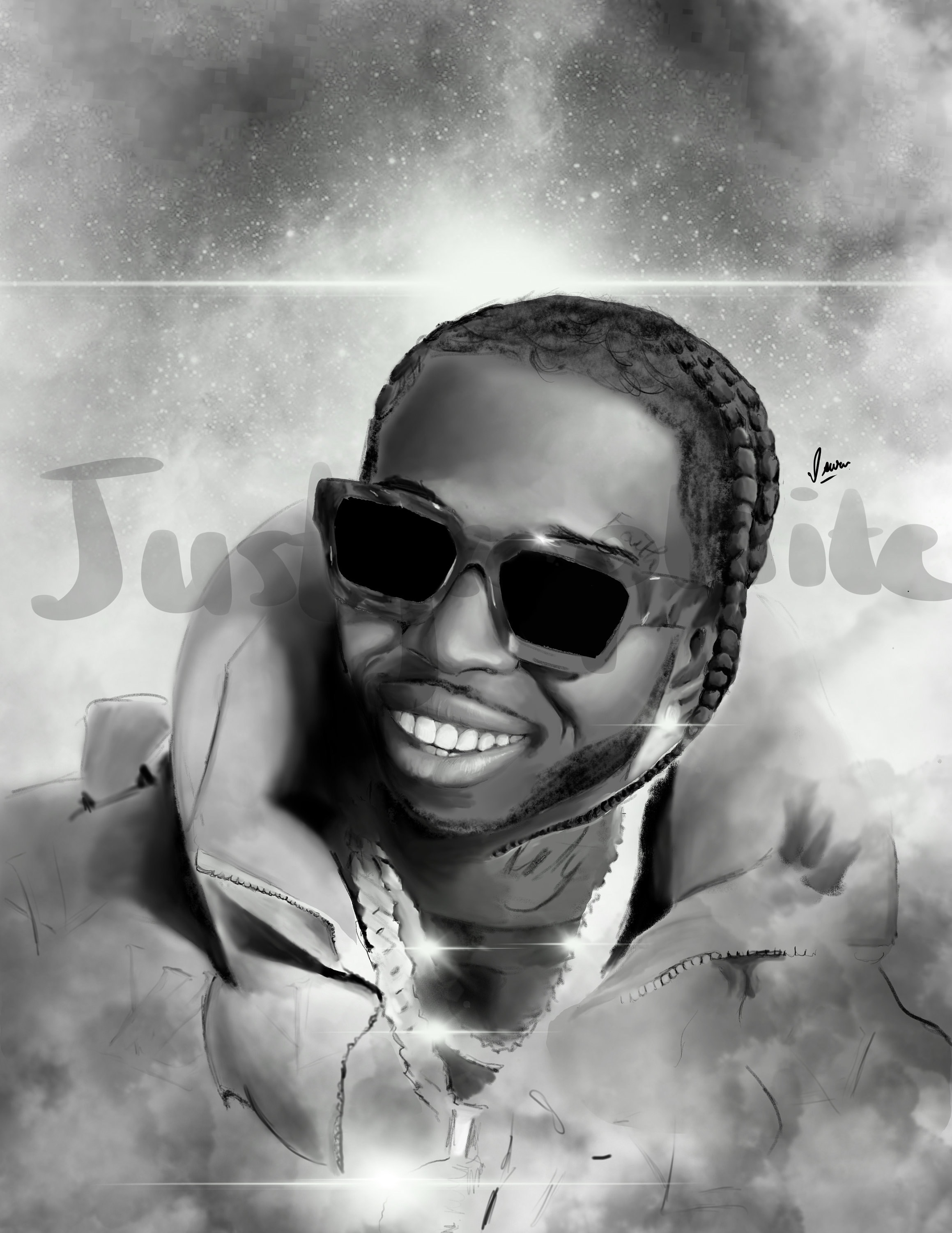 Pop Smoke Portrait Sketch Nebula Flare and Clouds - Etsy Singapore