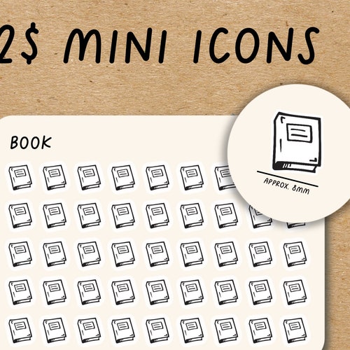 BOOK Mini Icon Stickers for Planner / Reading Icon Stickers / - Etsy