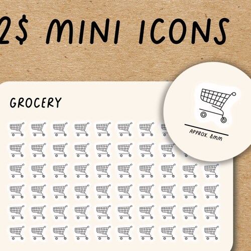 GROCERY BAG Mini Icon Stickers / Minimal Functional Planner - Etsy