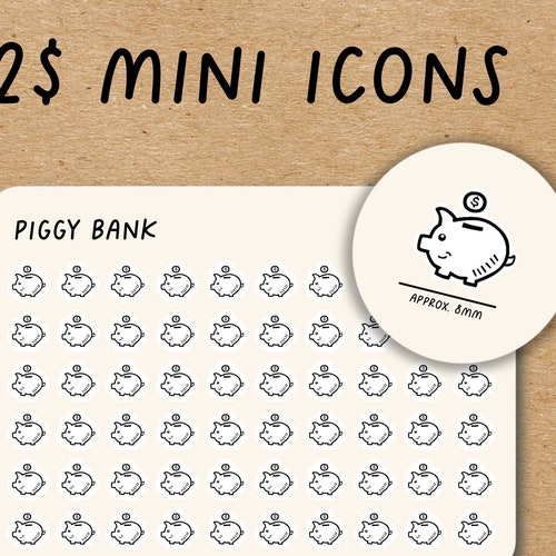 PIGGY BANK Mini Icon Stickers for Planner / Money Icon - Etsy
