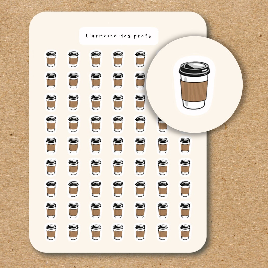 COFFEE to Go Cup Planner Stickers, Coffee Mug Sticker Set, Coffee Lover ...