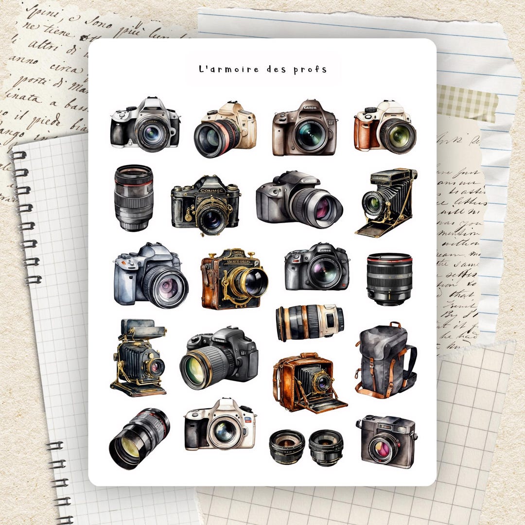 Camera Planner Stickers, Photography Sticker Sheet, Vintage Camera ...