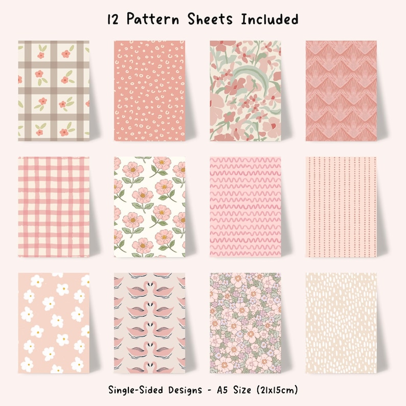 Coquette Pattern Paper Pack, Pink Scrapbook Paper, Junk Journal Paper ...