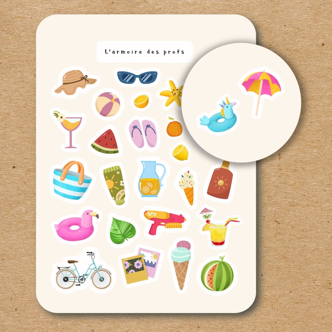 Summer Sticker Sheet / Vacation Journal Stickers / Tropical Vacation ...
