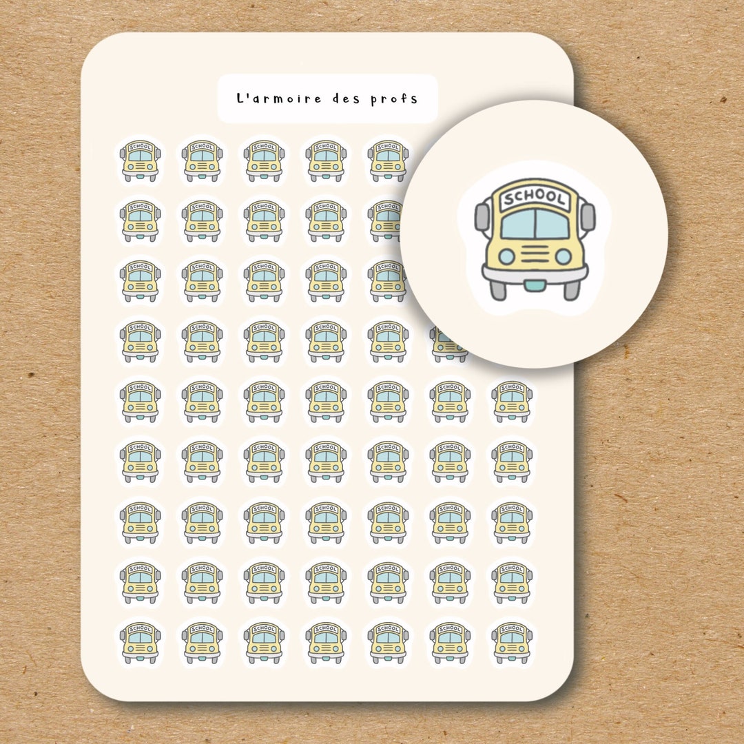 SCHOOL BUS Icon Stickers for Planner, Study Exam Class Homework ...